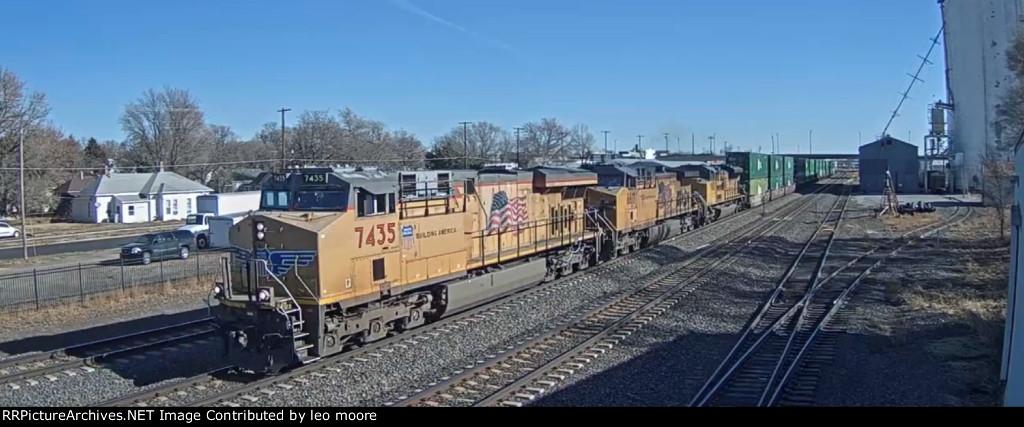 UP 7435 Leads an Intermodal Train